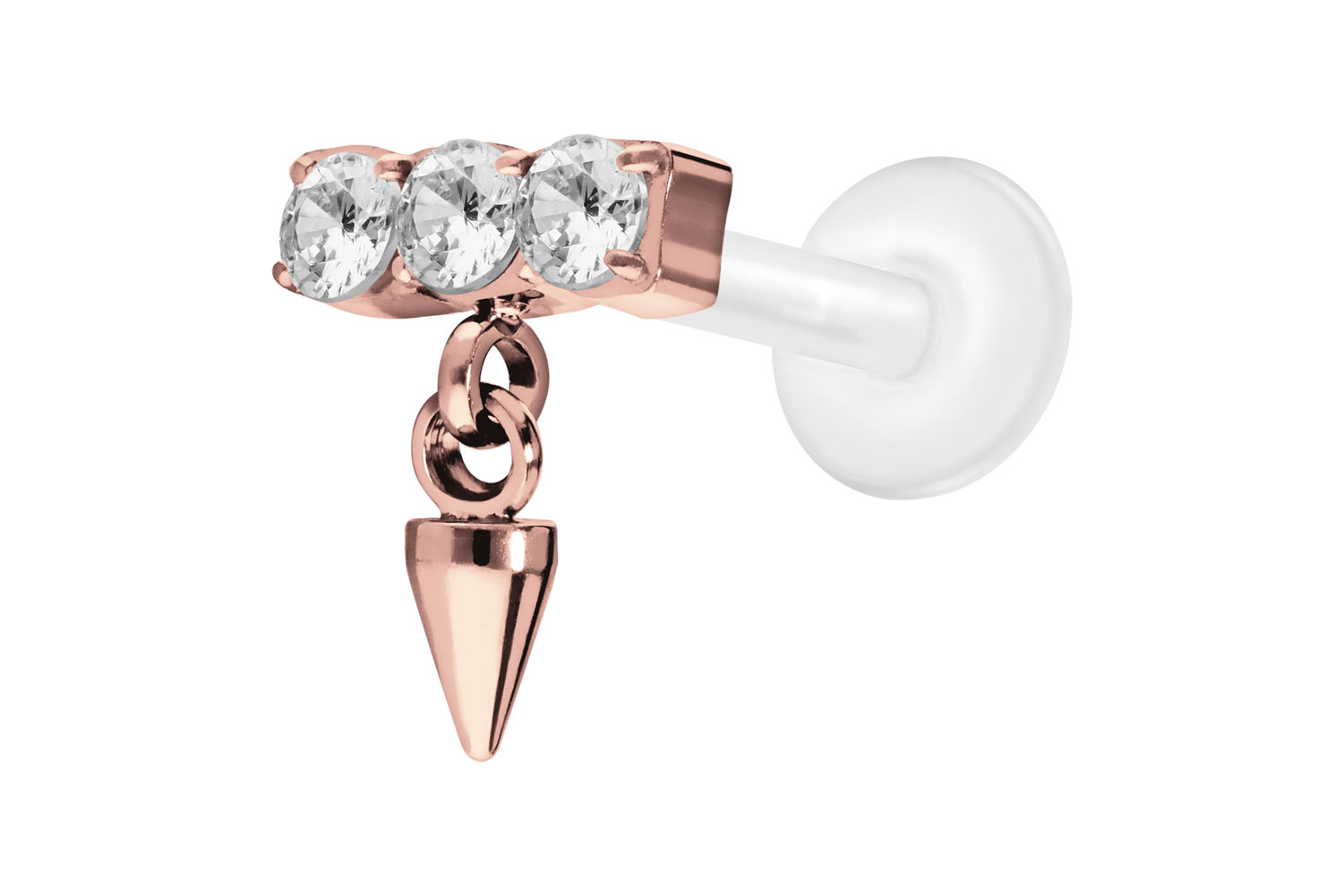 PTFE labret with internal thread + titanium attachment CRYSTAL BAR ...